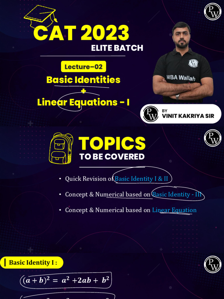 Algebra 02 _ Linear Equations - L1 _ Class Notes __ MBA Elite 2023 ...