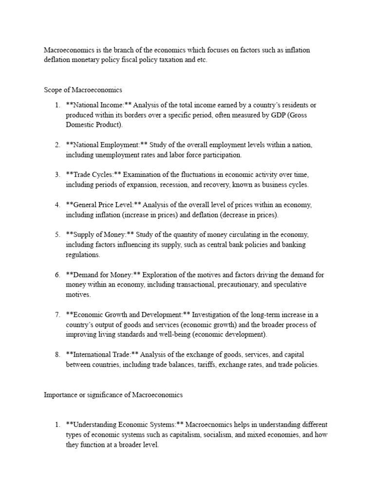 Business Economics Notes Be Download Free Pdf Macroeconomics