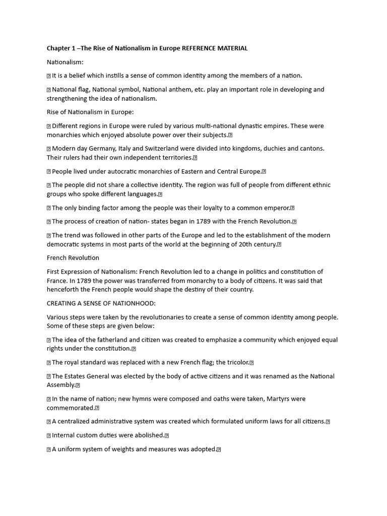 History CH1 Class10 Refmaterial XXX | PDF | Balkans | Nationalism