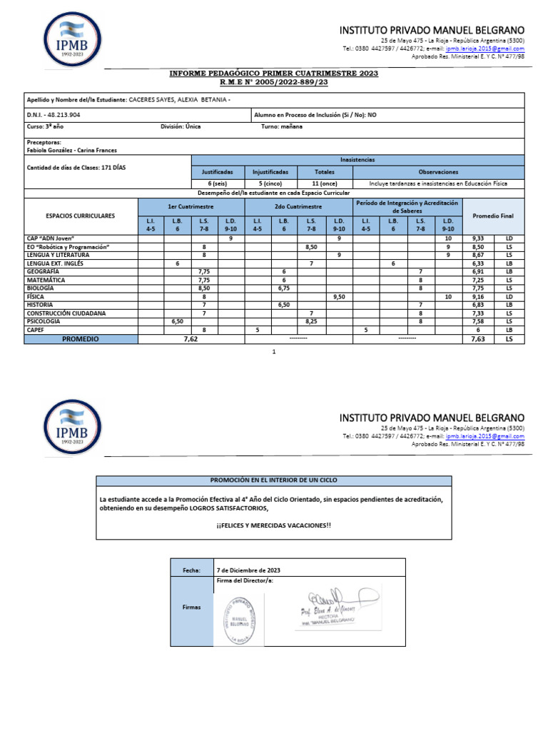 Caceres Sayes Alexia Betania - 3er Año | PDF