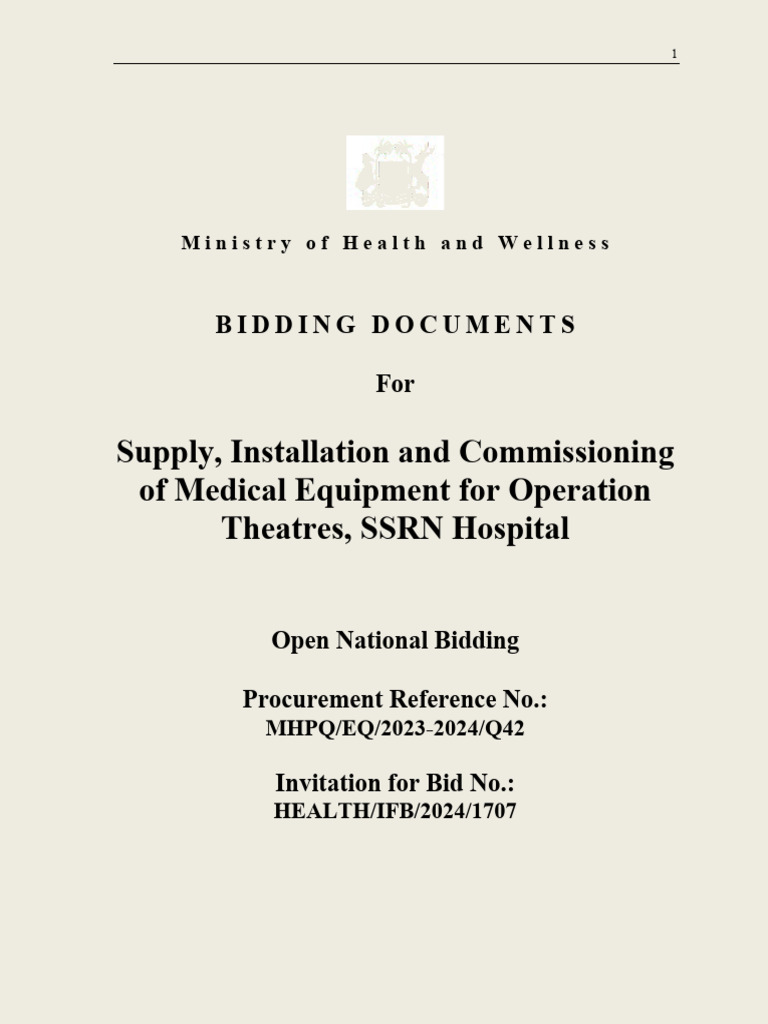 Supply, Installation and Commissioning of Medical Equipment For ...
