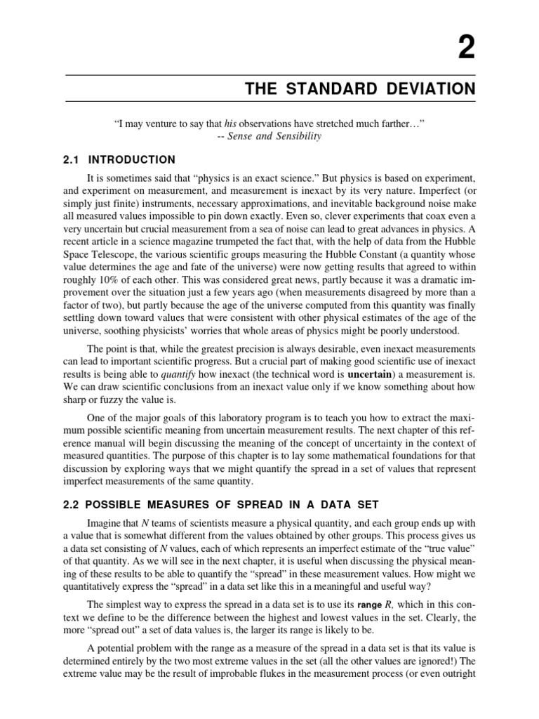 The Standard Deviation | PDF | Uncertainty | Observational Error
