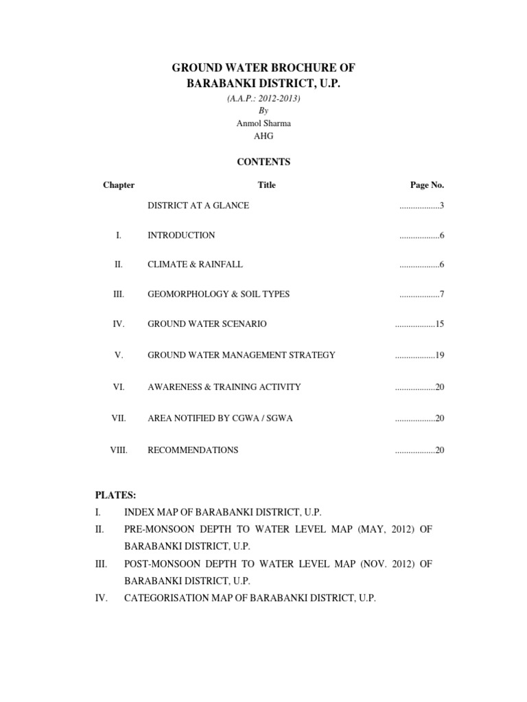 Groundwater Overview of Barabanki District | PDF | Aquifer | Groundwater