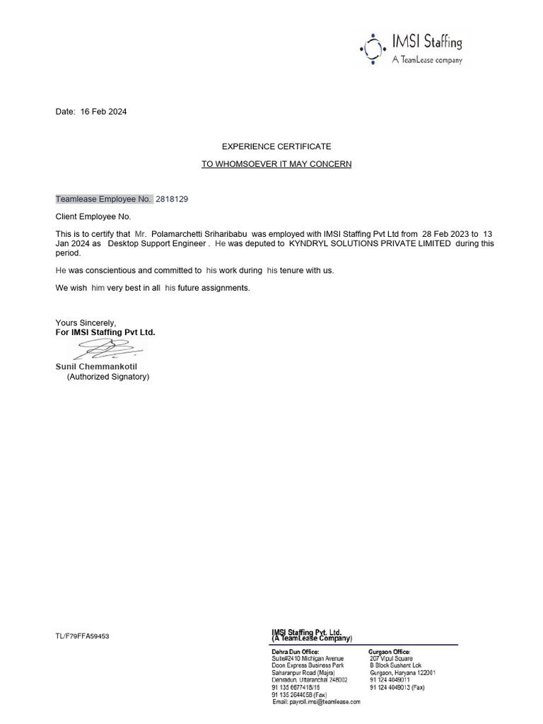 Experience Letter | PDF | Career & Growth | Business