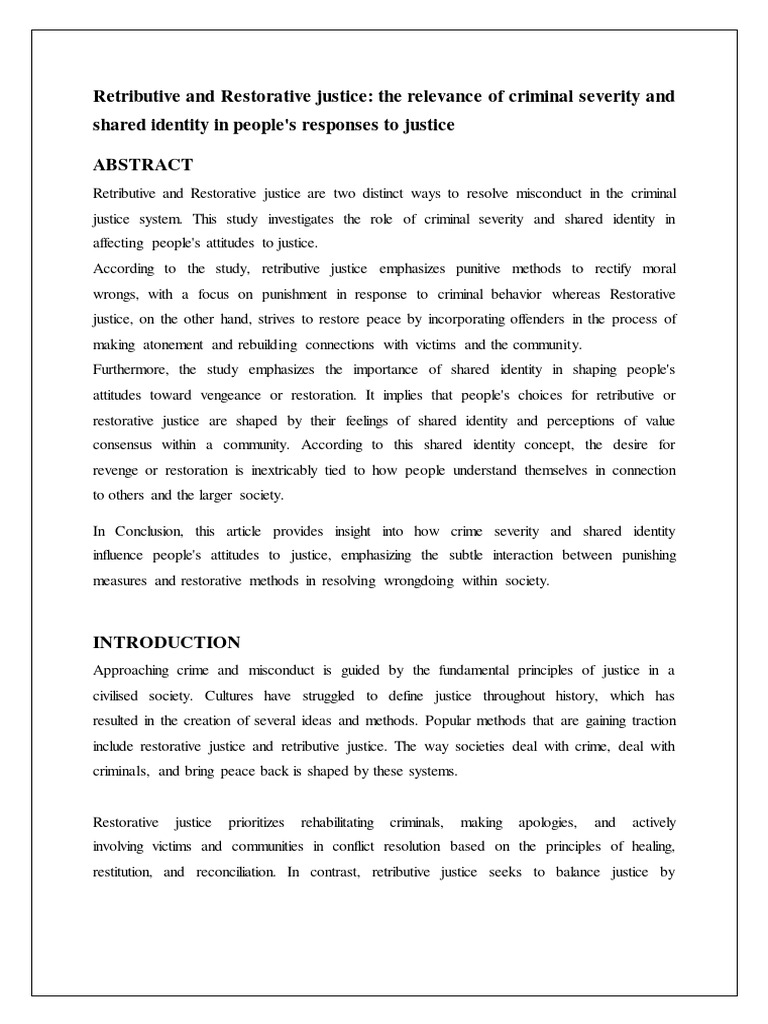 Retributive and Restorative Justice | PDF | Restorative Justice | Crimes