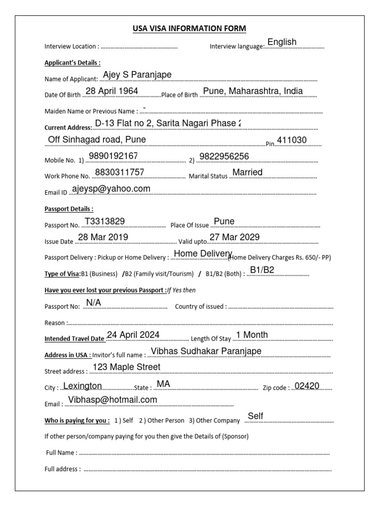 USA Visa Information form | PDF | Travel Visa | Passport