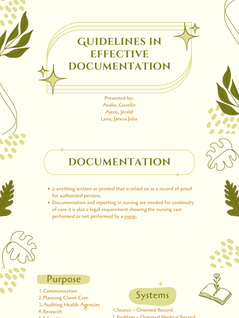 Guidelines in Effective Documentation | PDF | Medical Record | Electronic Health Record