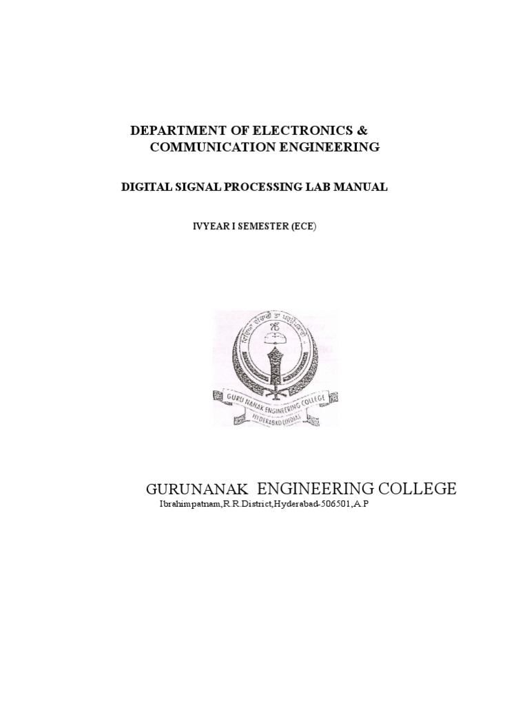 DSP Lab Manual | PDF | Digital Signal Processor | Discrete Fourier Transform