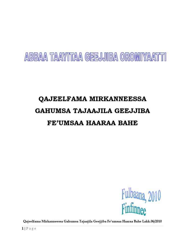 Qajeelfama Fe'Umsaa Haaraa-6 | PDF