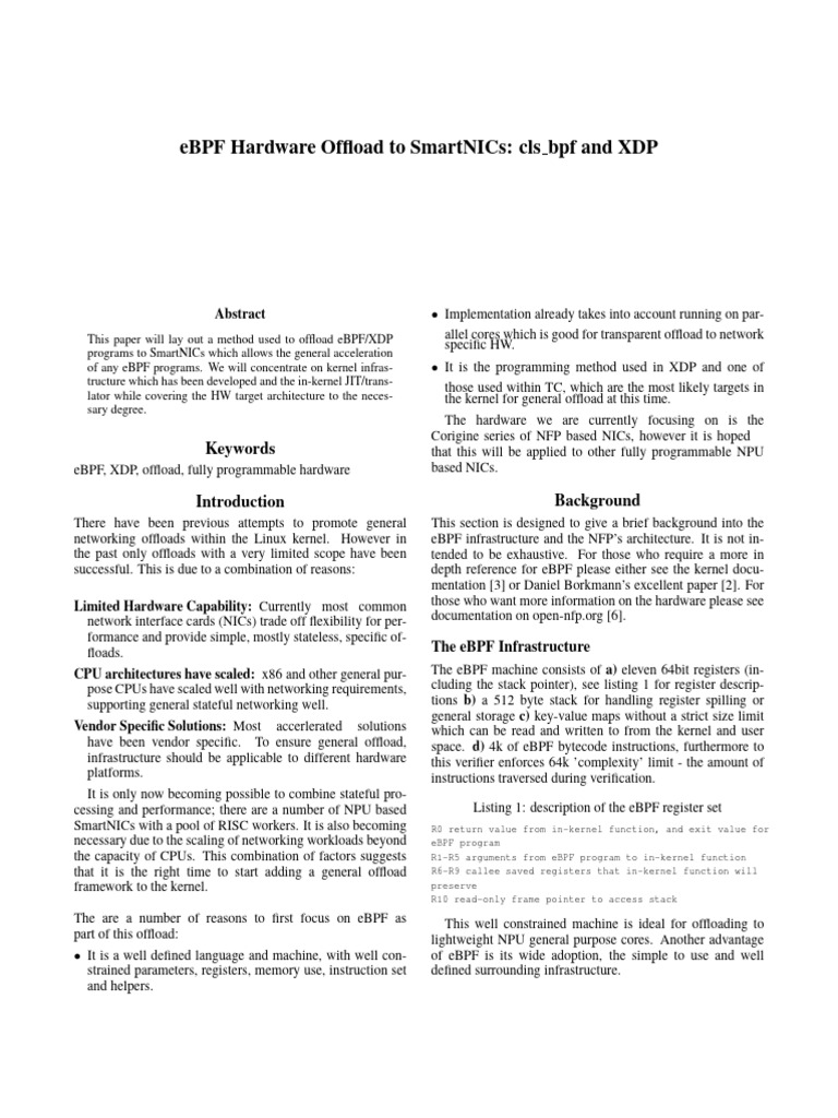 Ebpf Hardware Offload To Smartnics: Cls BPF and XDP: Keywords | PDF | Random Access Memory ...