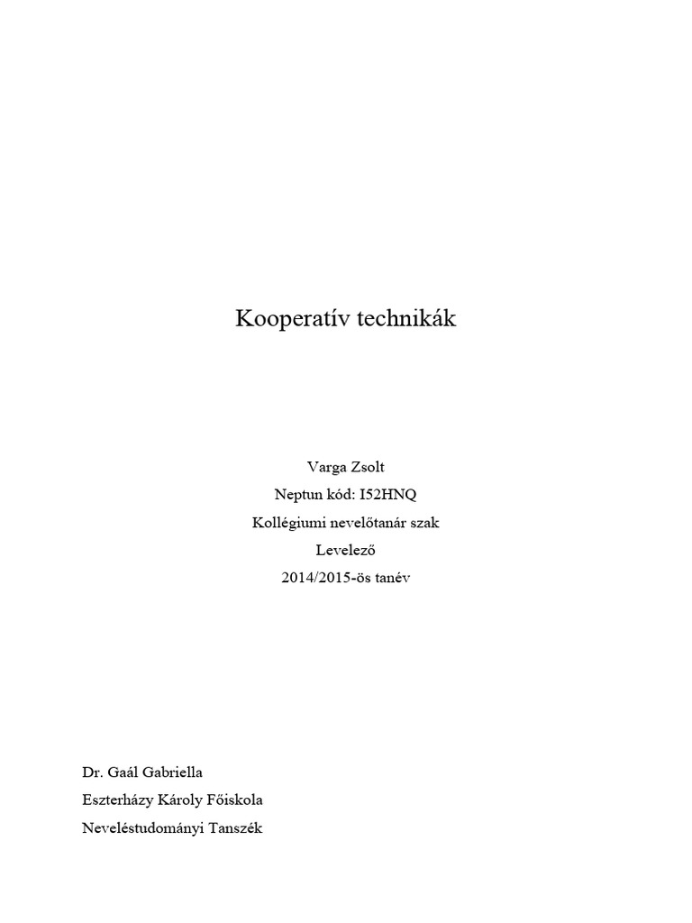 Kooperatív Technikák | PDF