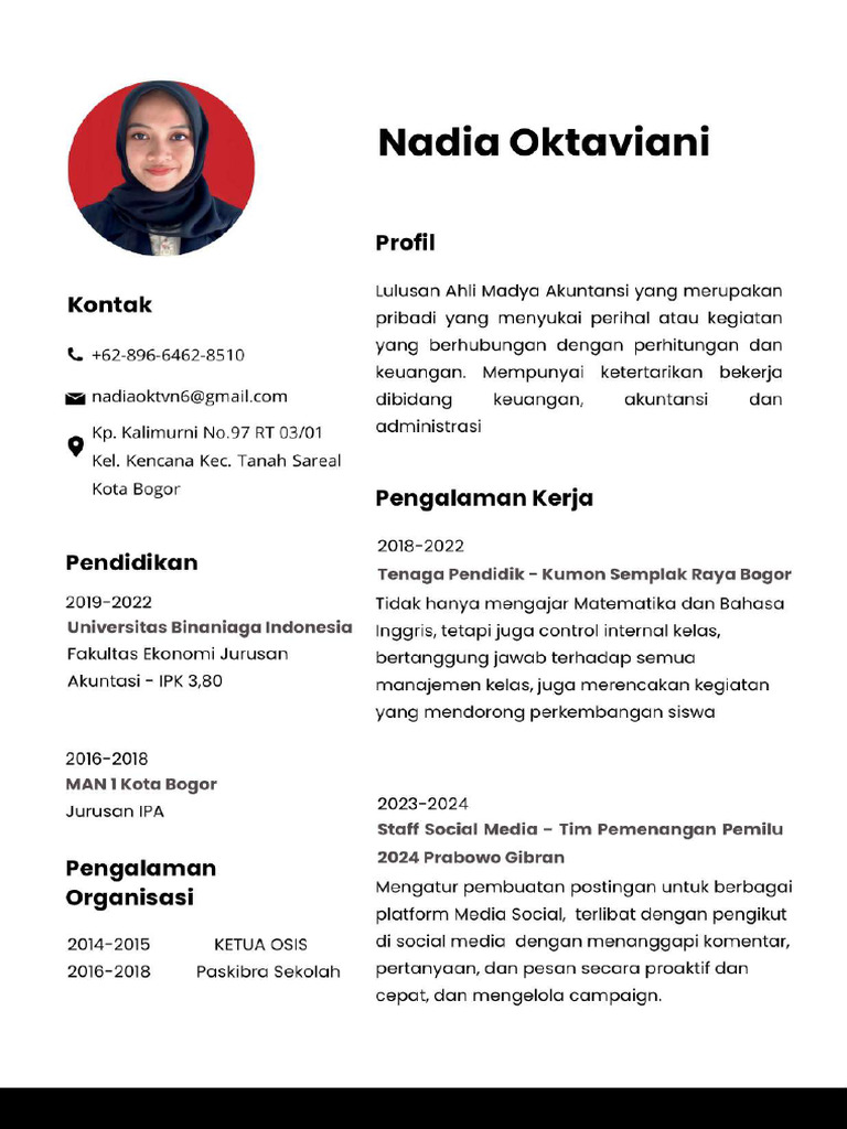 CV Nadia Oktaviani | PDF