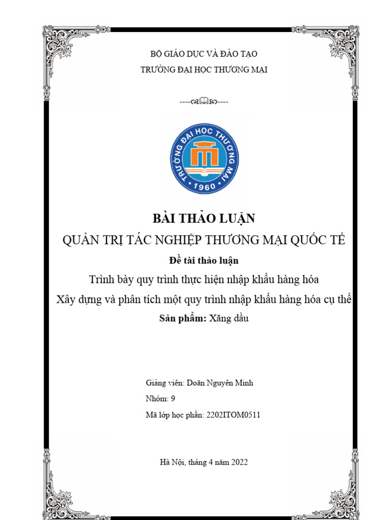 [123doc] Trinh Bay Quy Trinh Thuc Hien Hop Dong Nhap Khau Xang Dau Xay ...