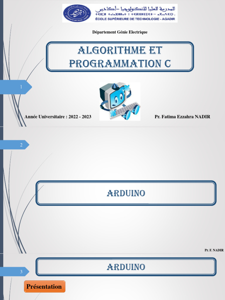 Cours Arduino EST AGADIR STATION | PDF | Arduino | Programme informatique