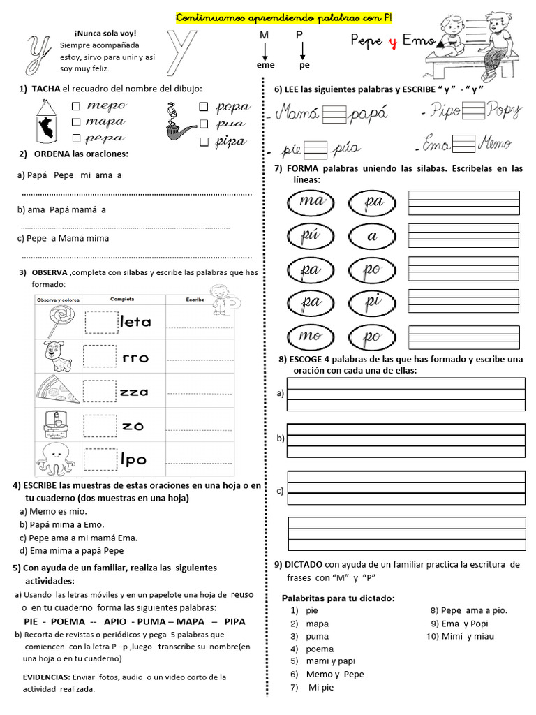 Leo y Escribo Palabras Con y | PDF