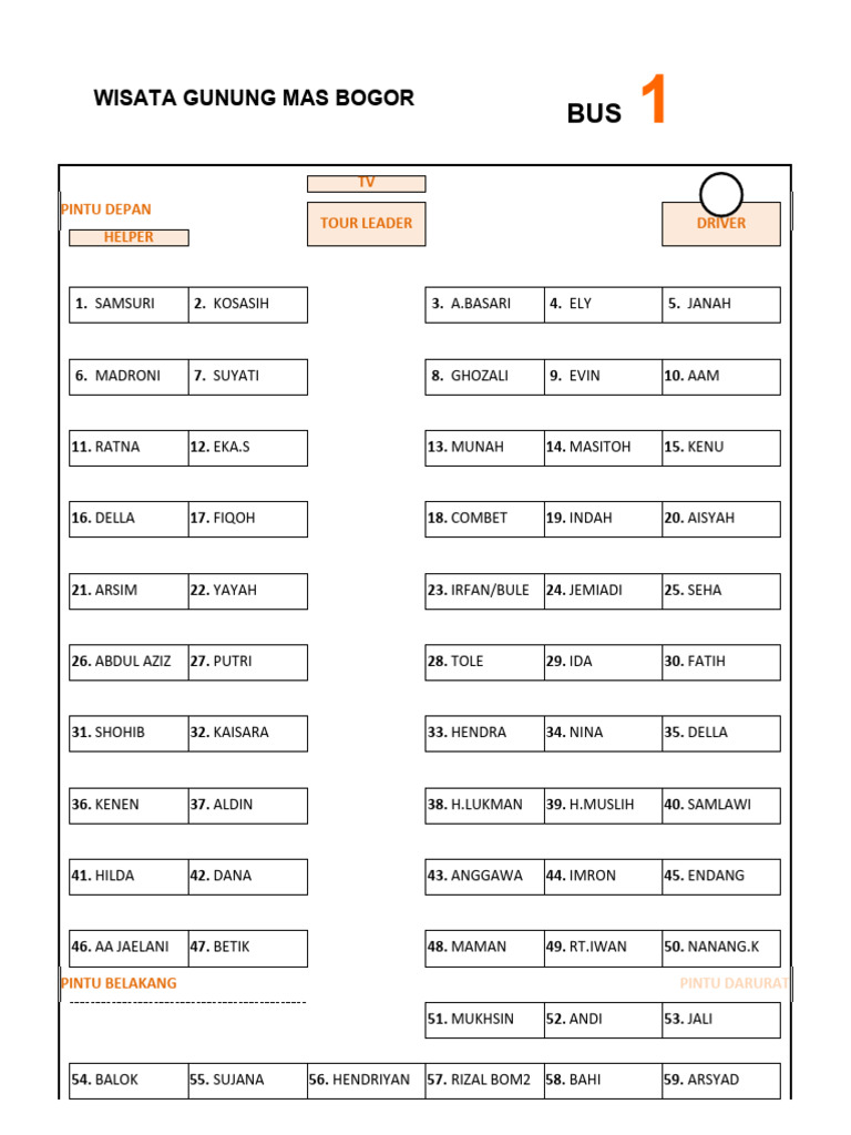 Big Bus Pariwisata Seat 2-3 59 Kursi | PDF | Social Science | Travel