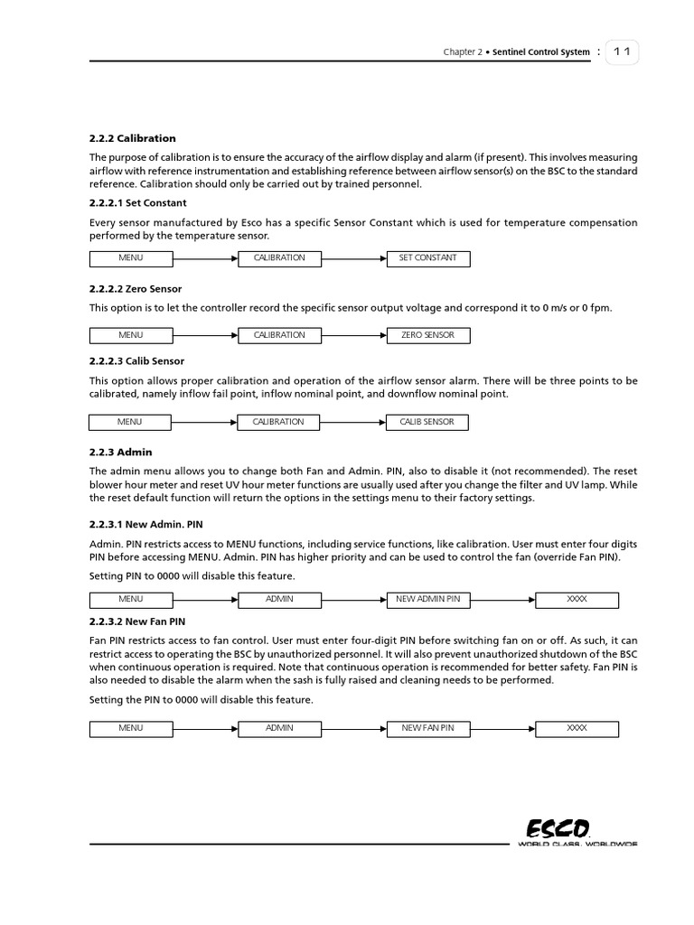 BSC Calibration and Admin Settings Guide | PDF | Calibration | Sensor