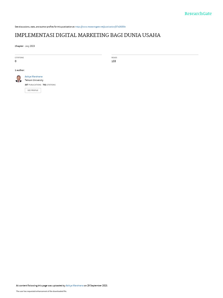Implementasi Digital Marketing Bagi Dunia Usaha: July 2023 | PDF | Bisnis | Seni