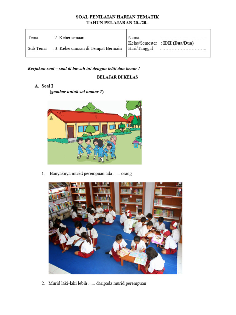 Soal PH KI-3 Kelas 2 Tema 7 Sub 3 - Websiteedukasi | PDF