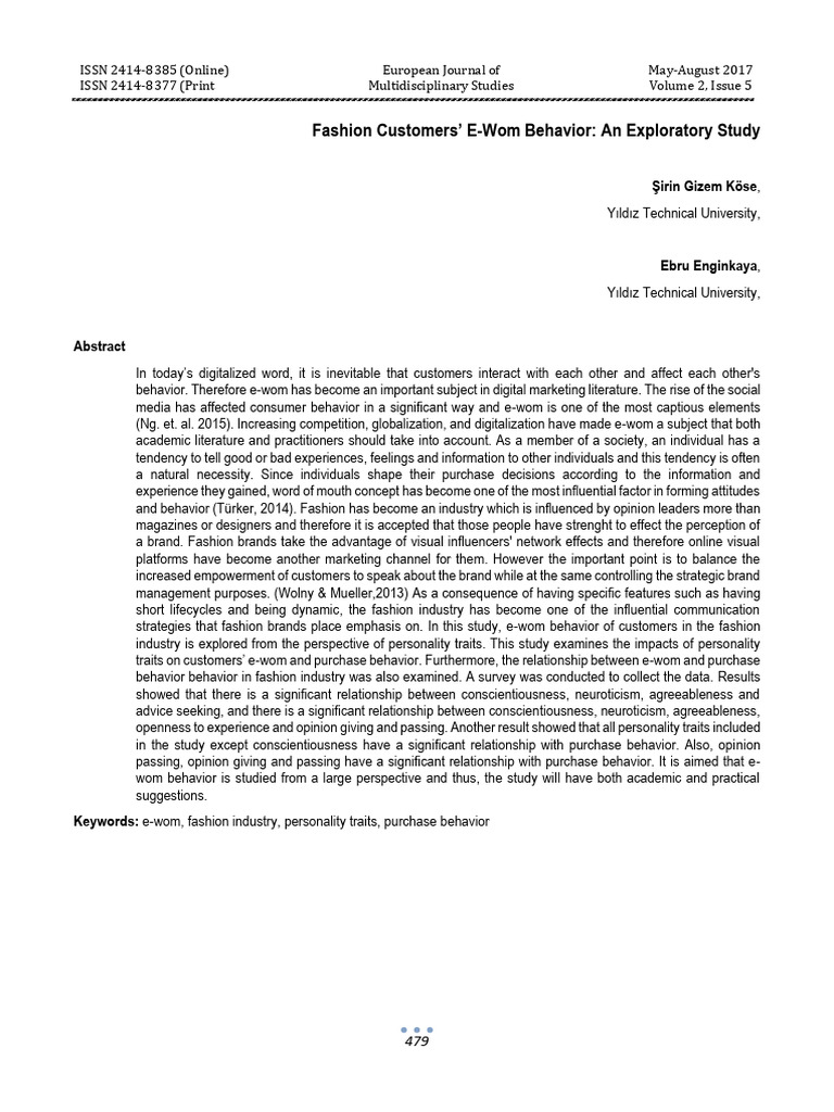 Fashion Customers E Wom Behavior An Expl | PDF | Brand | Behavior