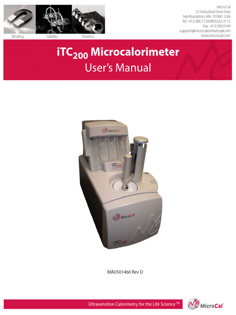 iTC200 Microcalorimeter User Manual | PDF | Syringe
