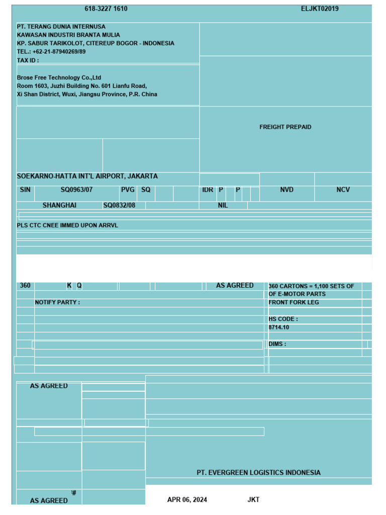 Draft HAWB ELJKT02019 | PDF