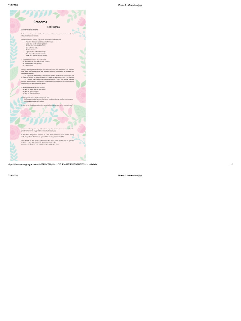 Poem About Grandma | PDF | Games & Activities | Computers