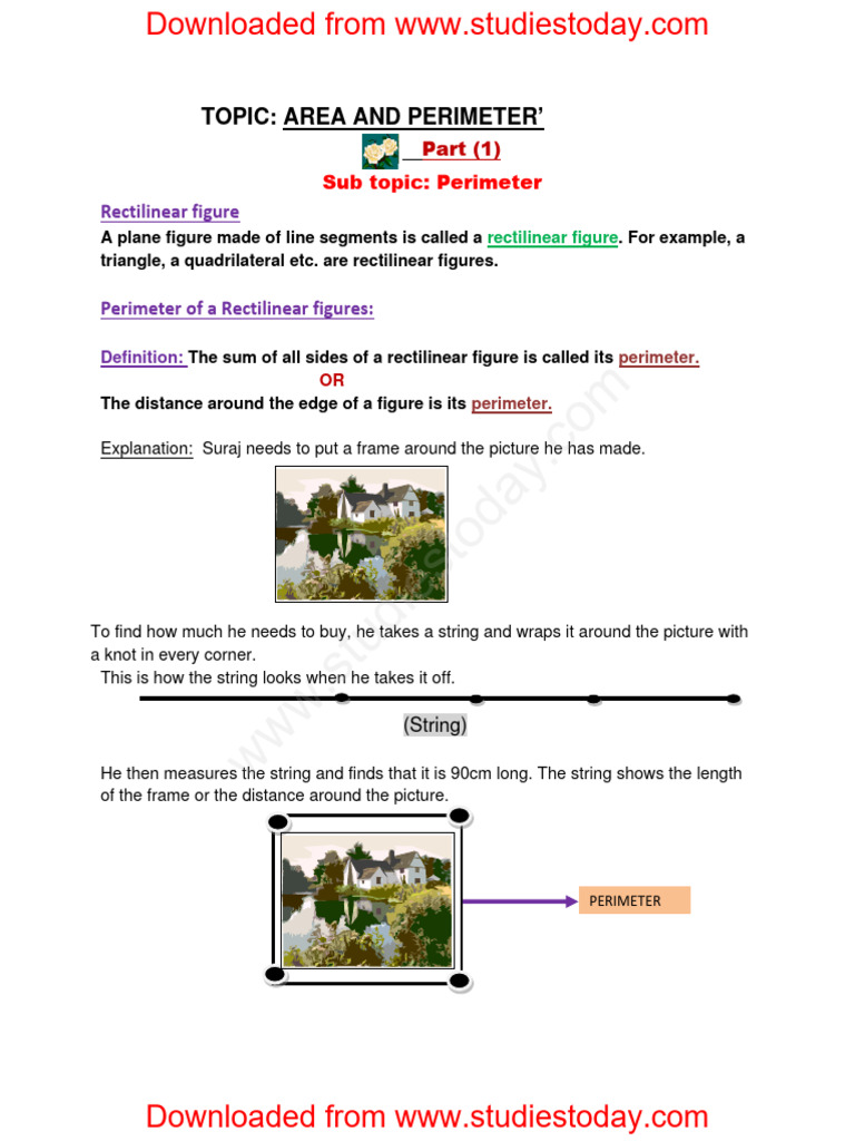 CBSE Class 5 Mathematics-Area and Perimeter | PDF