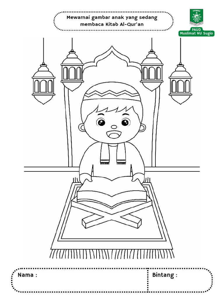 Keg. Mewarnai Gambar Anak Membaca Al-Quran | PDF Keg. Mewarnai Gambar Anak Membaca Al-Quran | PDF