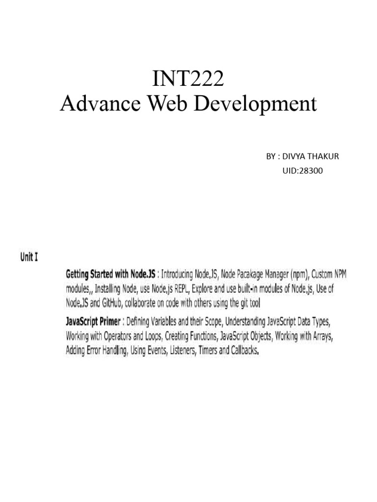 Int222 JS Primerunit1 | PDF | Java Script | Document Object Model