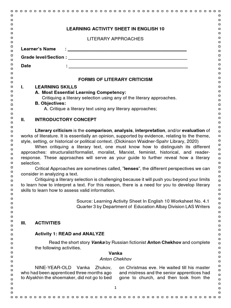 Learning Activity Sheet 2 in English 10 | PDF | Symbols