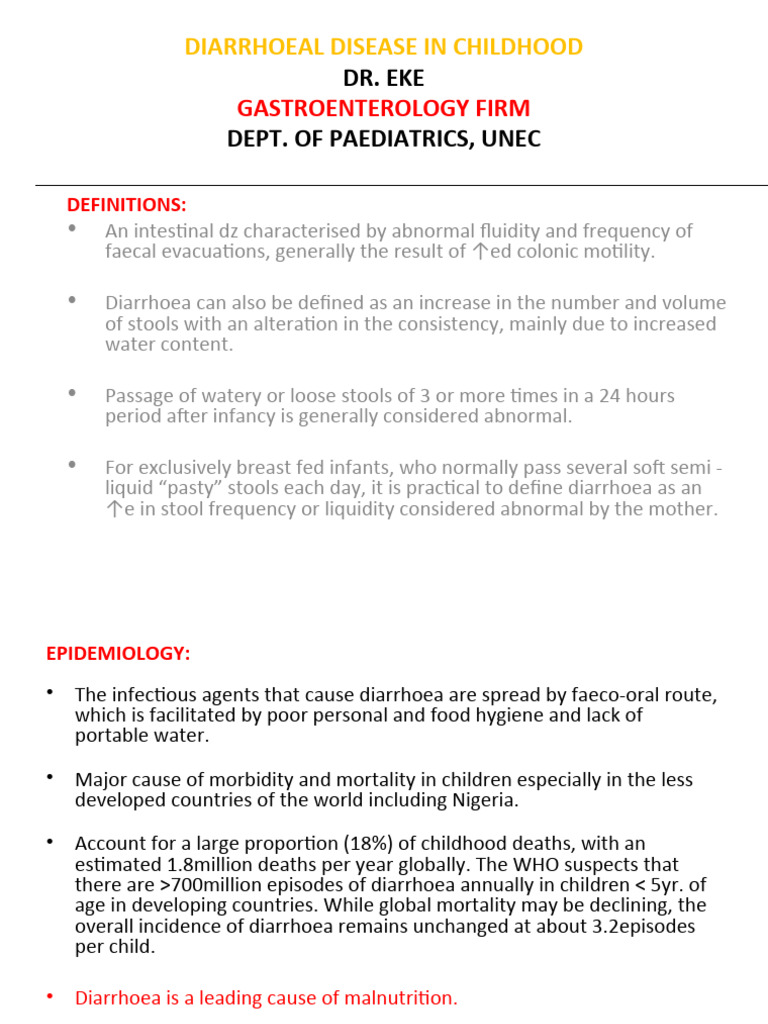 Childhood Diarrhoea Causes & Risks | PDF | Dehydration | Diarrhea