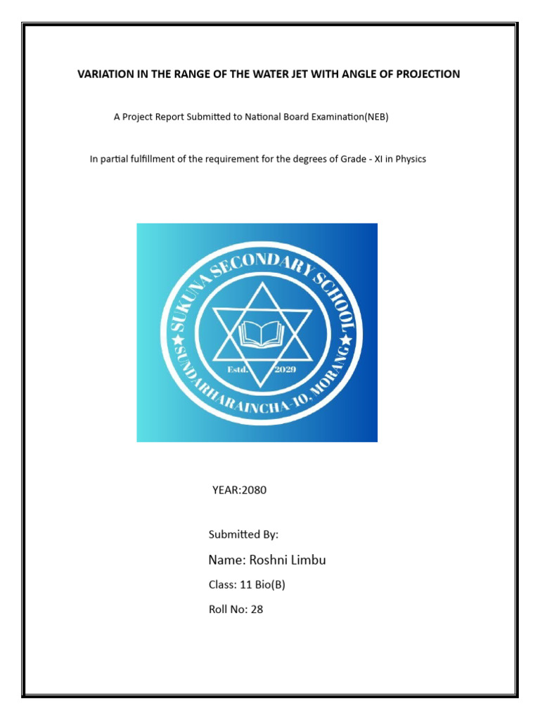 Variation in The Range of The Water Jet With Angle of Projection | PDF ...