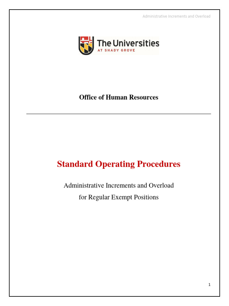 SOP - Administrative Increment - Overload | PDF | Employment | Human Resources