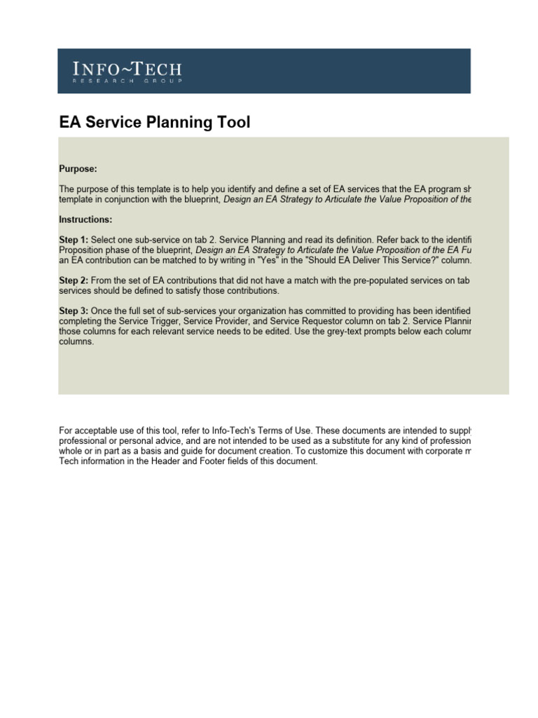 08 EA Service Planning Tool | PDF | Enterprise Architecture ...