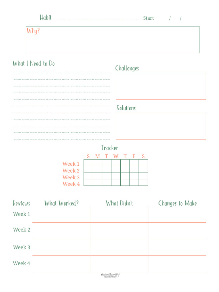 PG Habit Building Worksheet | PDF