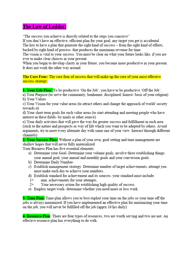 The Law of Ladder | PDF | Goal | Business