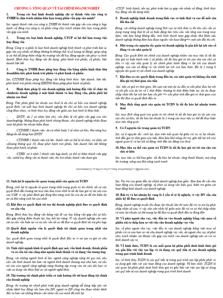 Đúng Sai TCDN1 | PDF