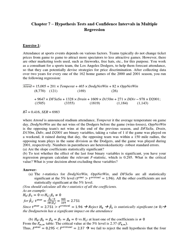Multiple Regression Analysis: Hypothesis Tests & Confidence Intervals ...