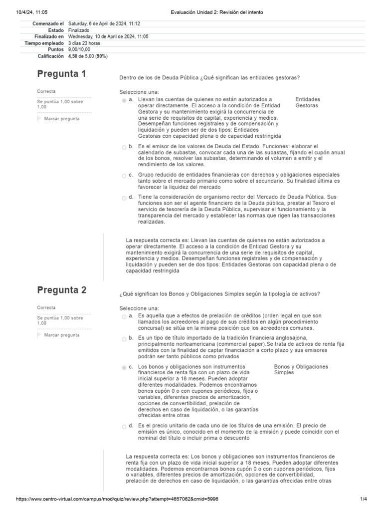 Evaluación Unidad 2 - Revisión Del Intento | PDF | Renta Fija ... Evaluación Unidad 2 - Revisión Del Intento | PDF | Renta Fija ...