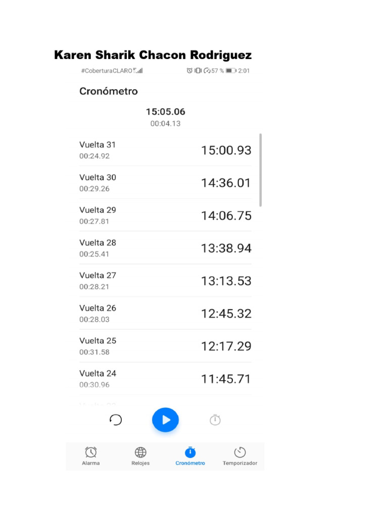 Test de Cooper Karen Sharik Chacon Rodrigiuez | PDF