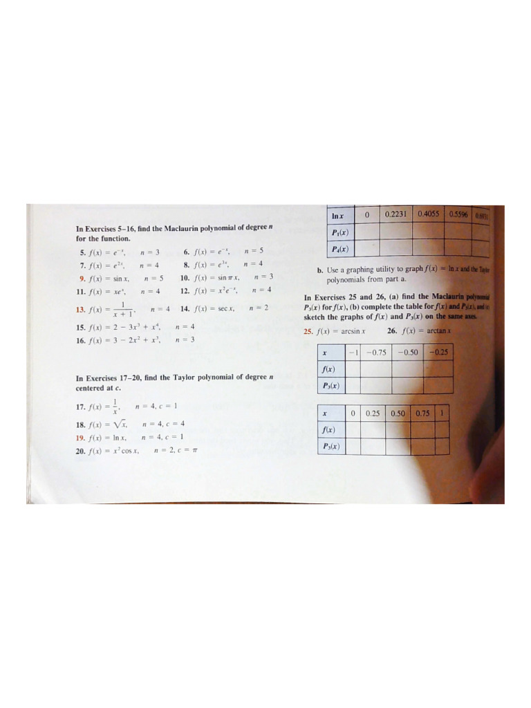 Power Series and Taylor Polynomials Packet With Solutions From Larson ...