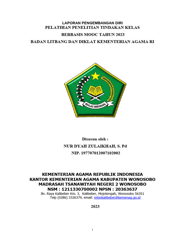 Laporan Pelatihan Pintar Kemenag PTK UPLOAD | PDF