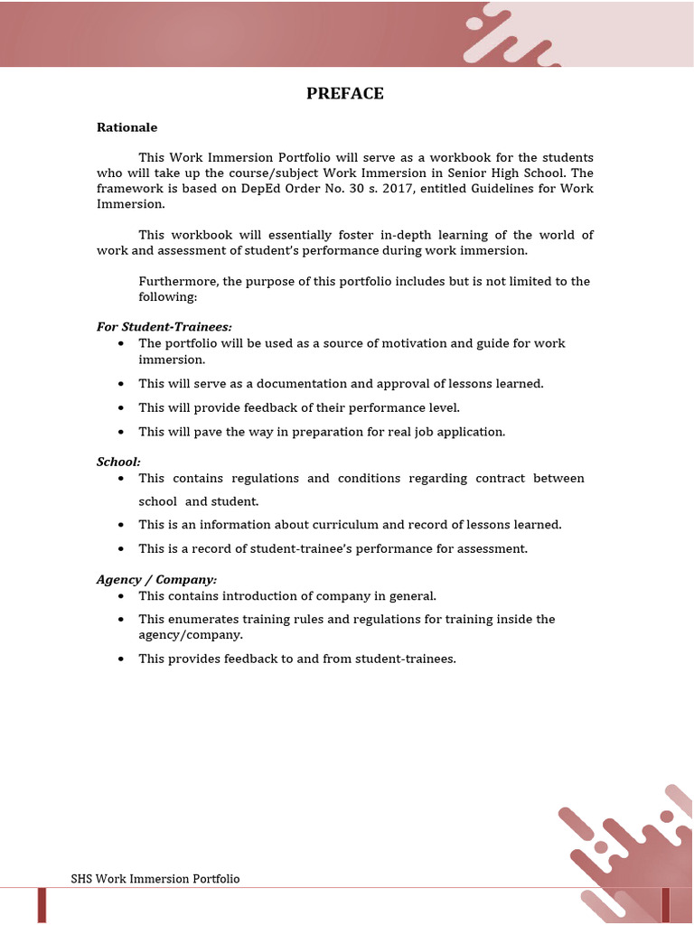 PRE IMMERSION PROPER Portfolio | PDF | Job Interview | Curriculum