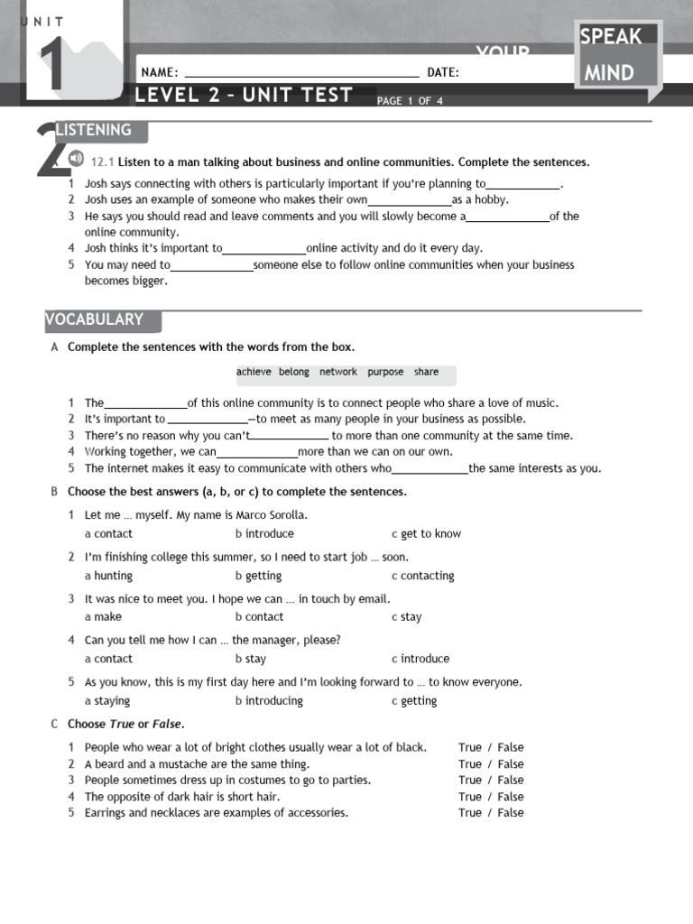 SYM 2 U12 Test | PDF | Language Arts & Discipline