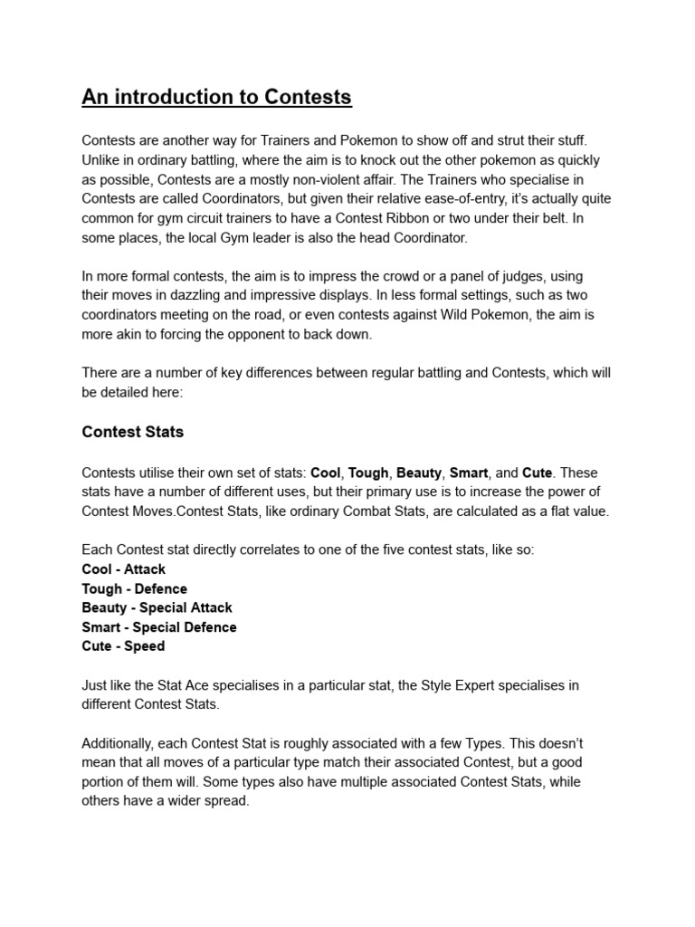 Understanding Pokémon Contests and Stats | PDF | Pokémon | Dice