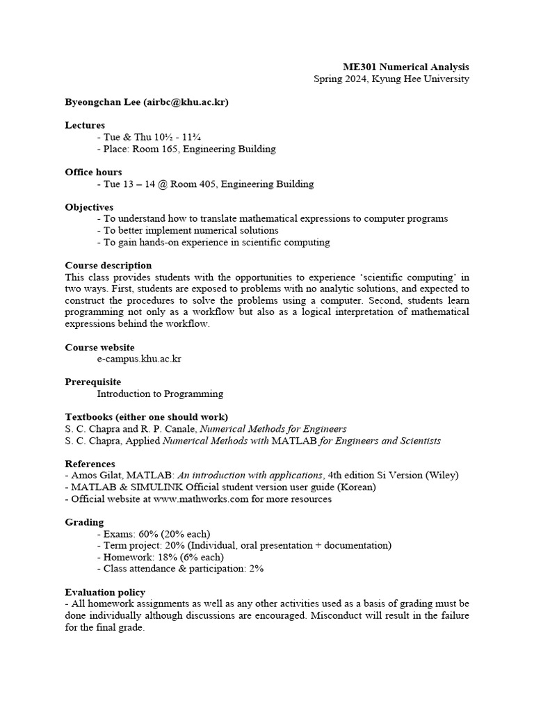 Numerical Syllabus 0402 | PDF | Numerical Analysis | Equations