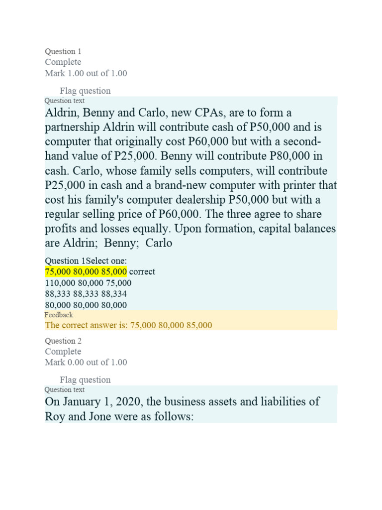 Q1 answer | PDF | Balance Sheet | Financial Economics