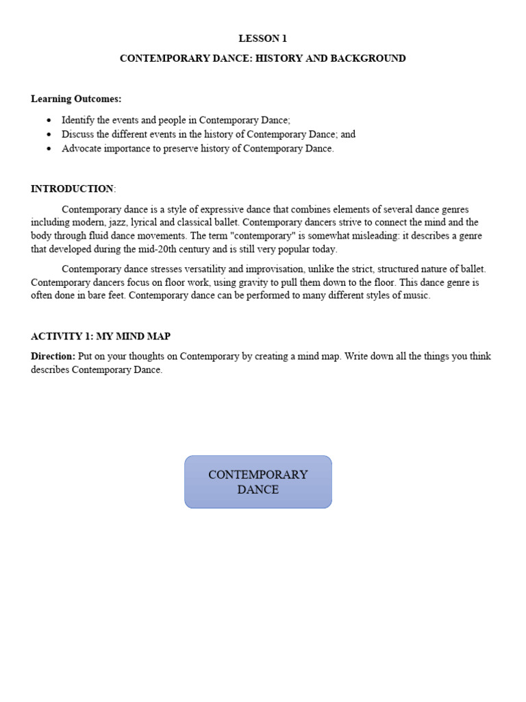 Pathfit 4 - Lesson 1 | PDF | Dances | Choreography