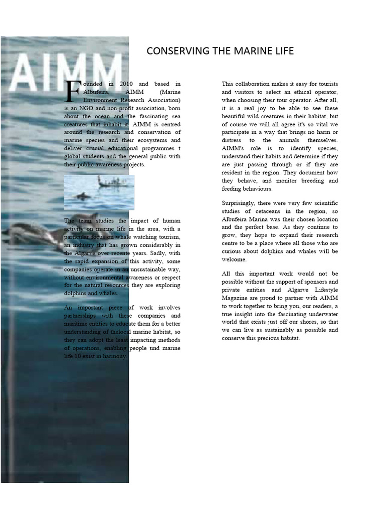 Marine Life Conservation Efforts in Algarve | PDF | Marine Biology ...